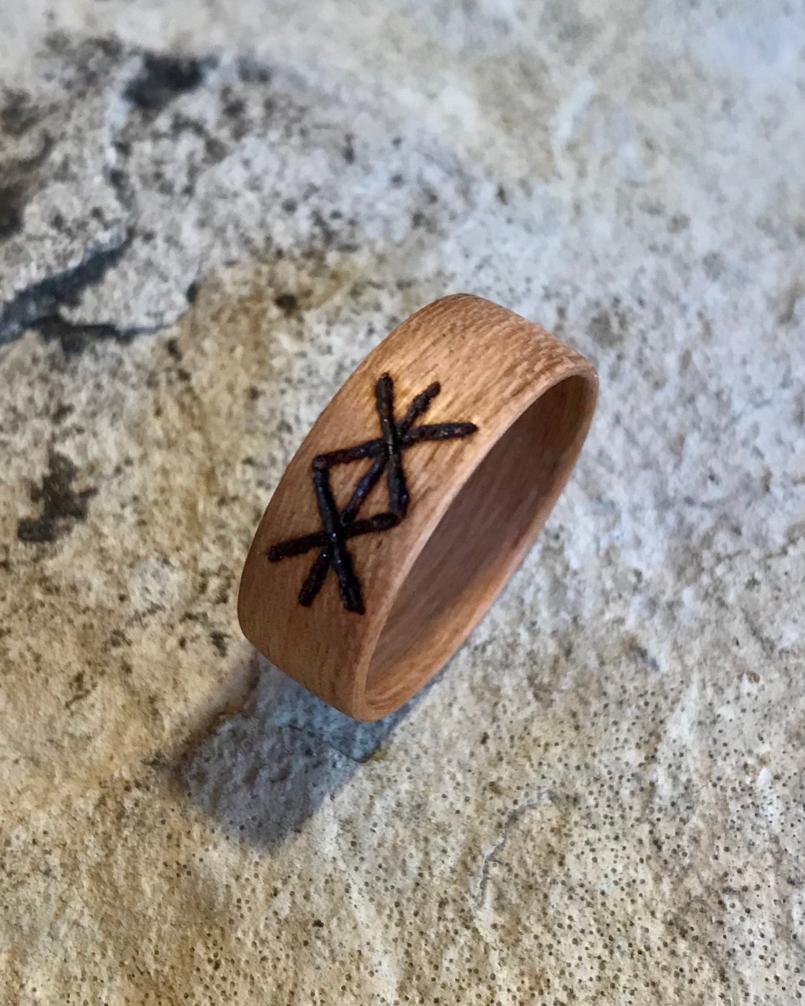 Nordic Bind-Runes Beech Bentwood Ring | Ammonite Studio
